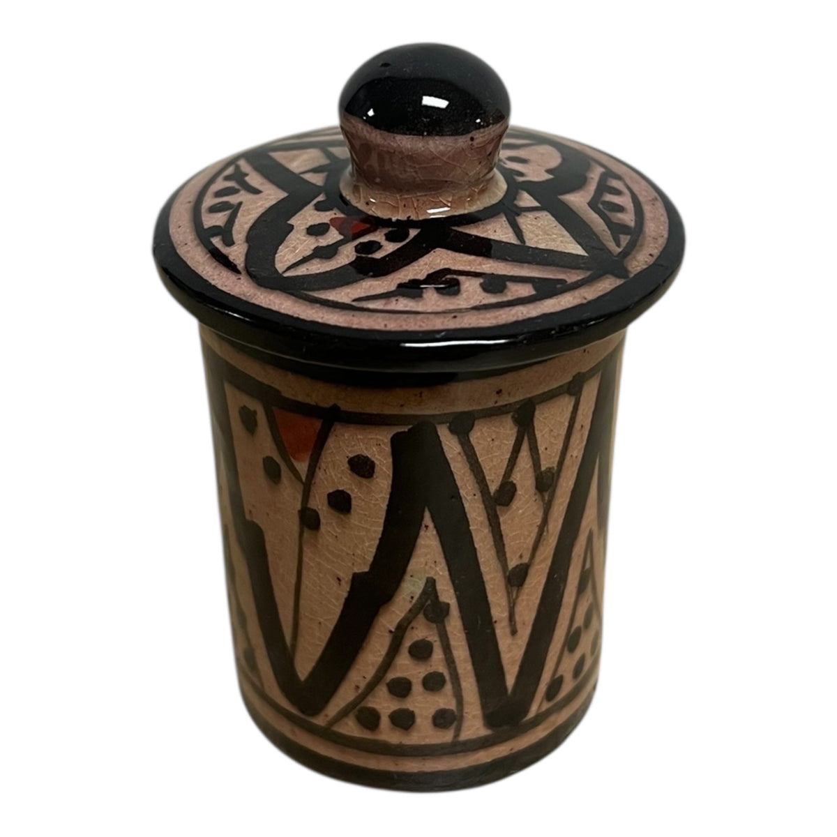 Moroccan Hand-Painted Ceramic Spice Jar - Pink Fassi Design | Tuyya – tuyya